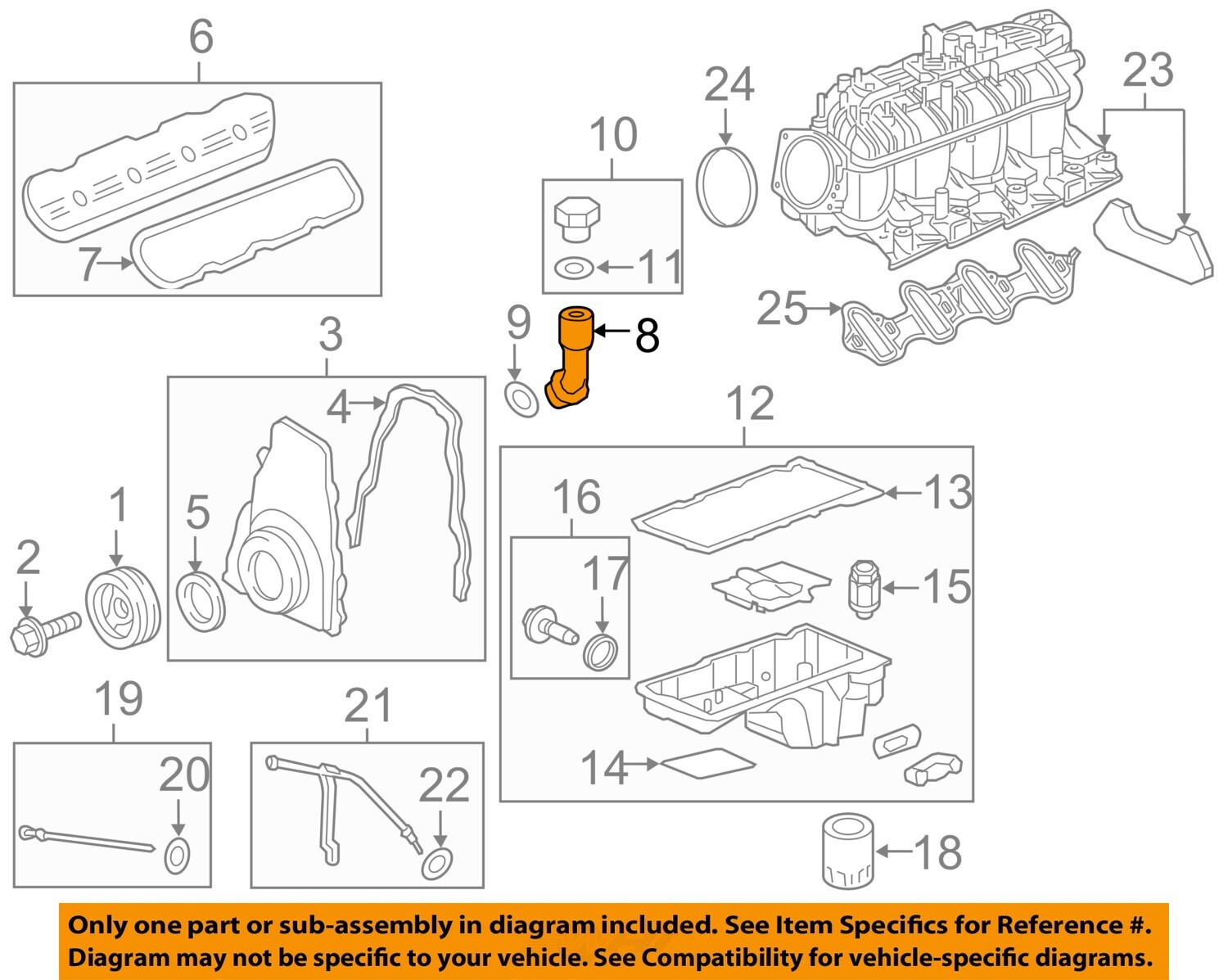 SILVERADO SIERRA ENGINE OIL FILLER TUBE 2010-2014 5.3 6.0 6.2 NEW GM ...