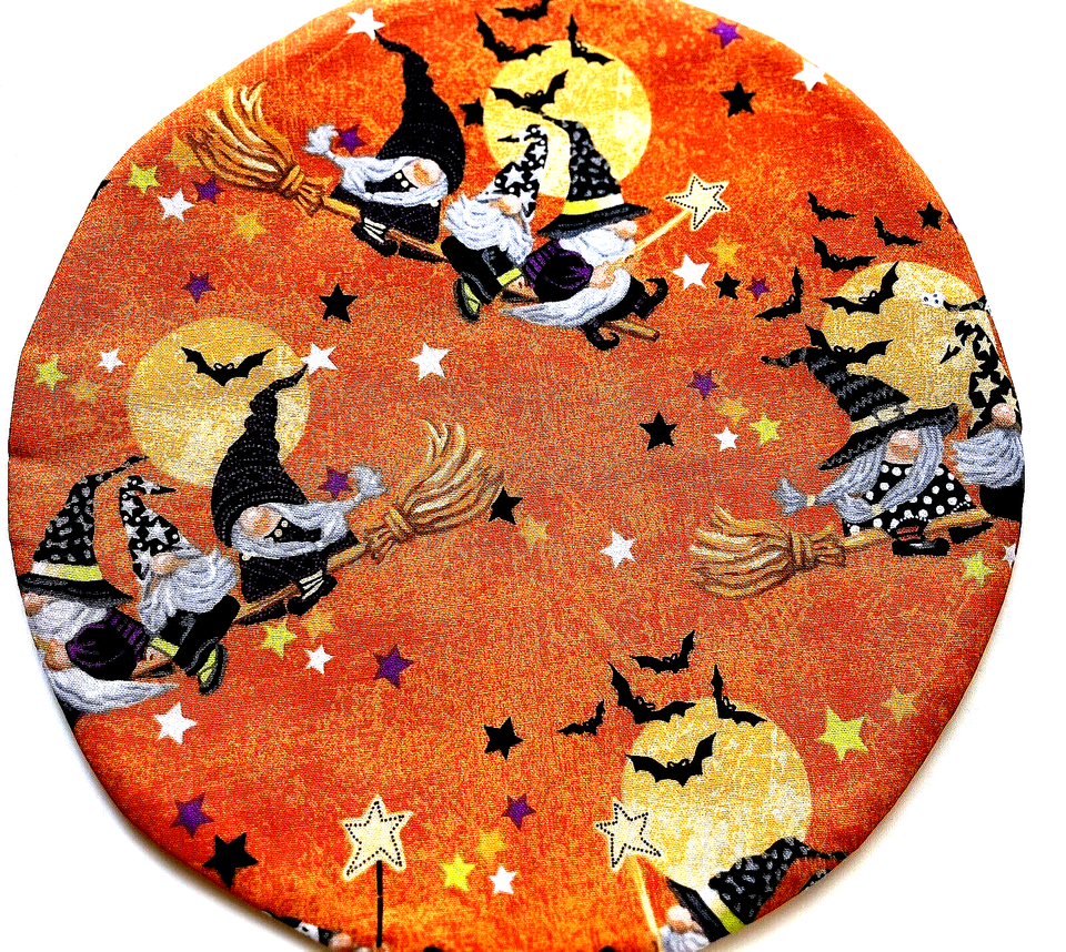 Halloween Centerpiece Hot Pad Pan Protector Trivet 10" Gnome Witch Moon ...