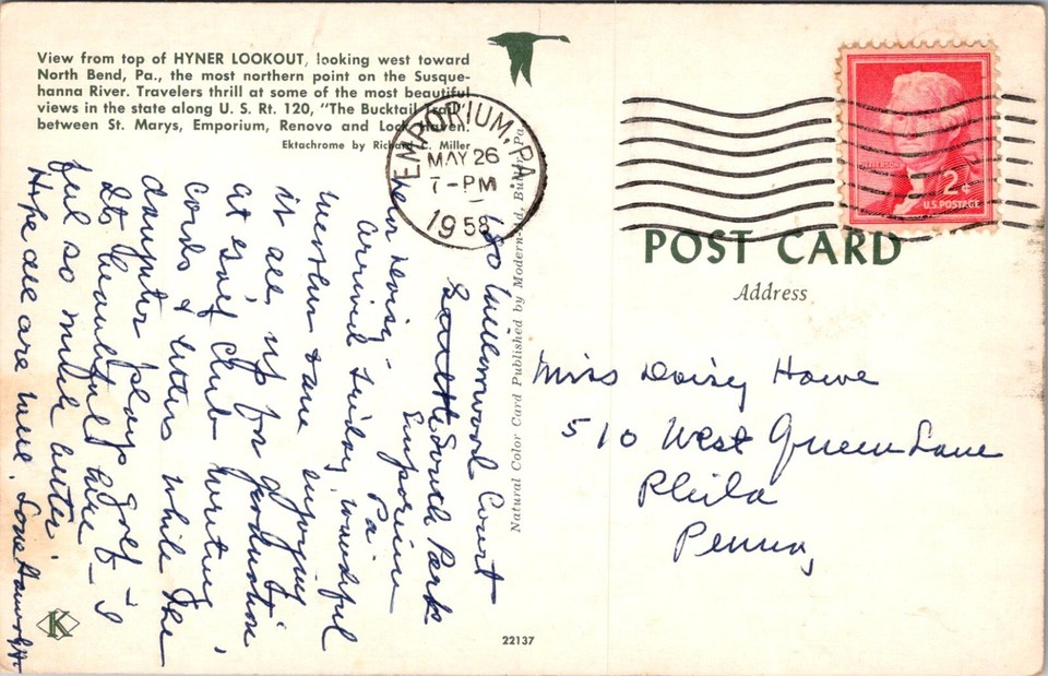 North Bend Pennsylvania PA Aerial View Susquehanna River Hyner Lookout ...