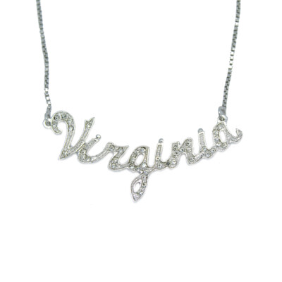 Collier Nom Virginia en Argent Femme avec Strass Jersey Vénitien | eBay