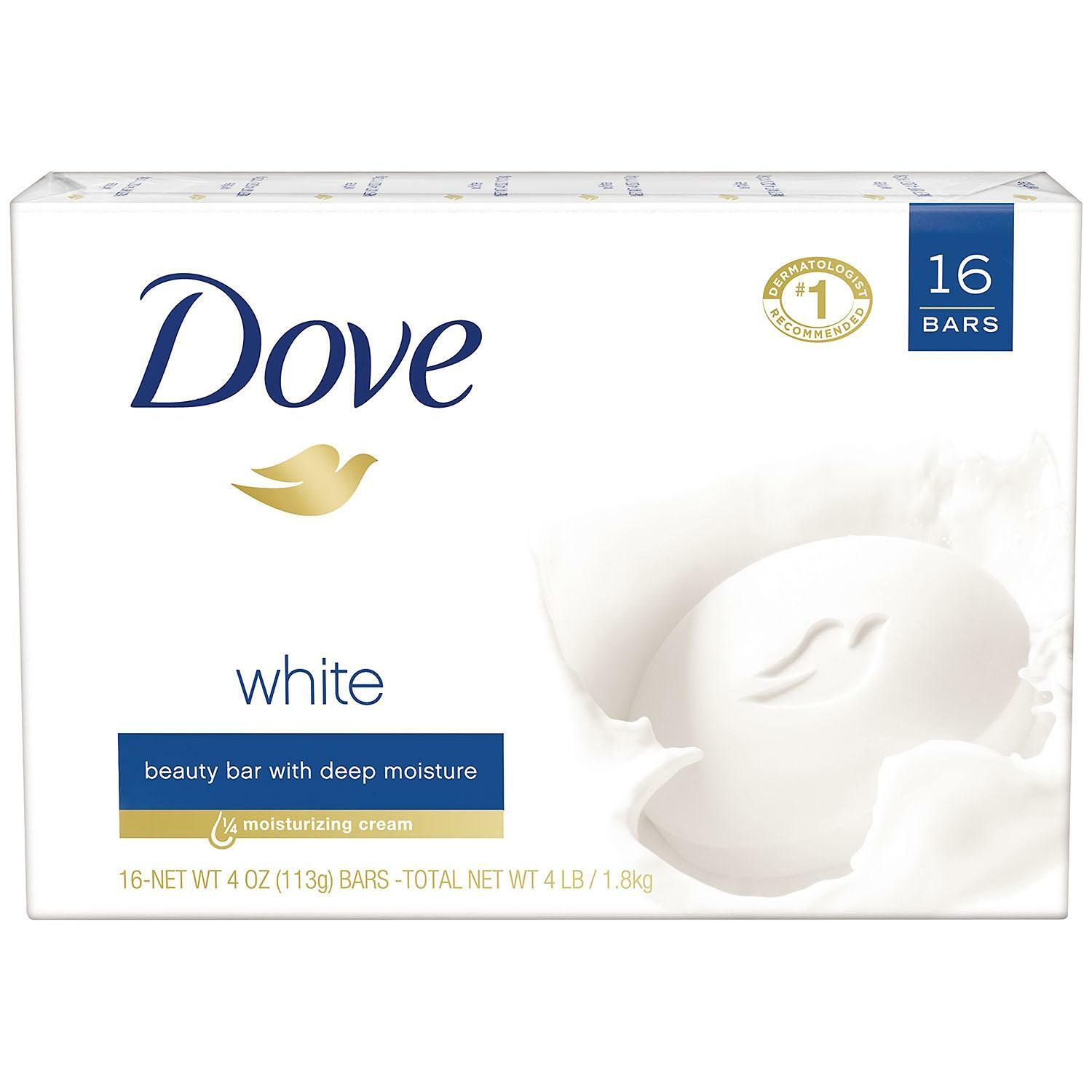 (16 BARS) WOMEN'S 3.75 oz DOVE BAR WHITE SOAP WITH MOISTURIZING CREAM ...