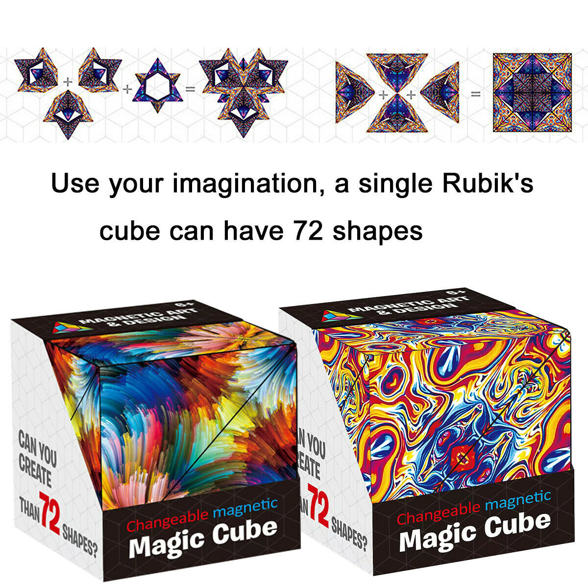 3D Variety Changeable Magnetic Magic Cube Hand Flip Puzzle Anti Stress ...