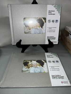 2 X Unibind Staple SteelBook Hard Cover Silver 5mm Landscape Binds 80 ...