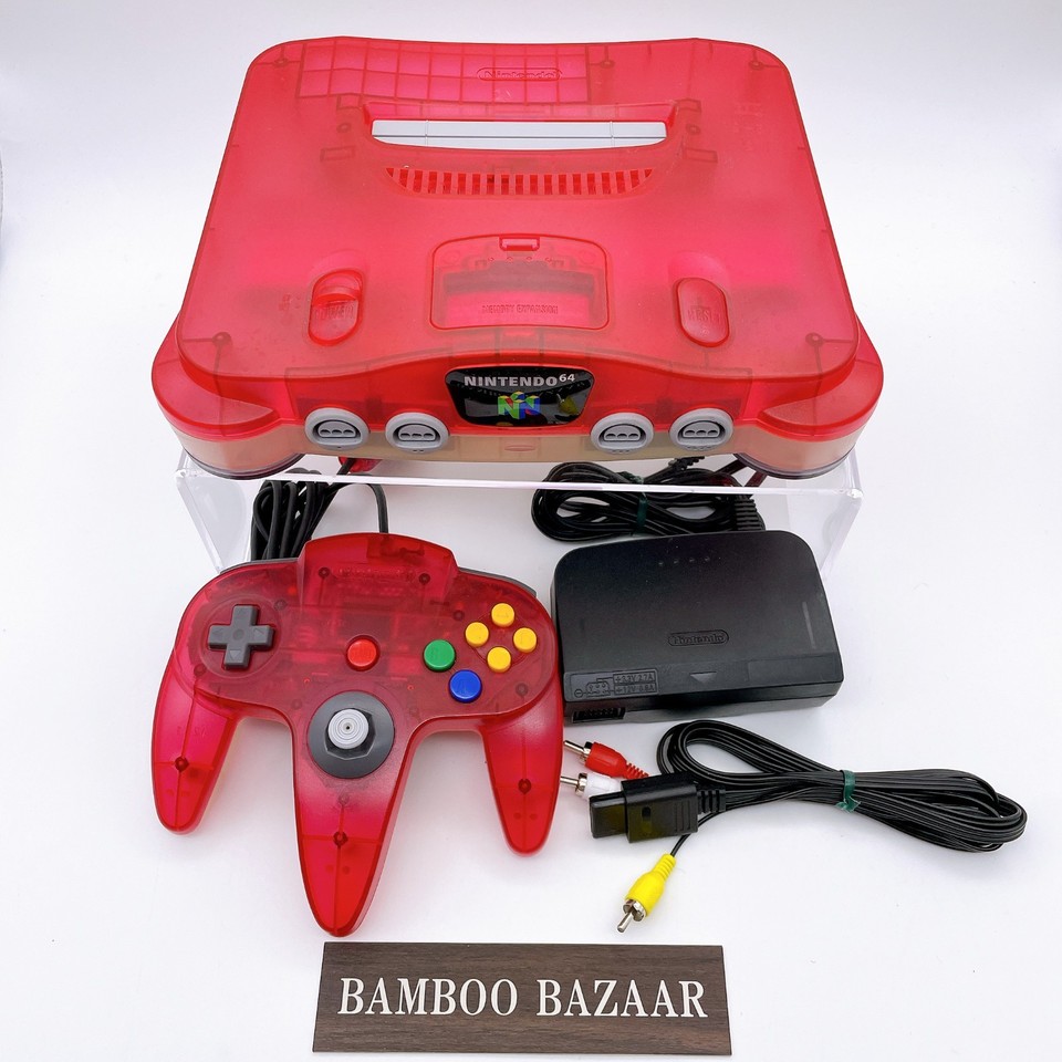 N64 Nintendo 64 Clear Red Console Region Free Choose Controller Cables ...