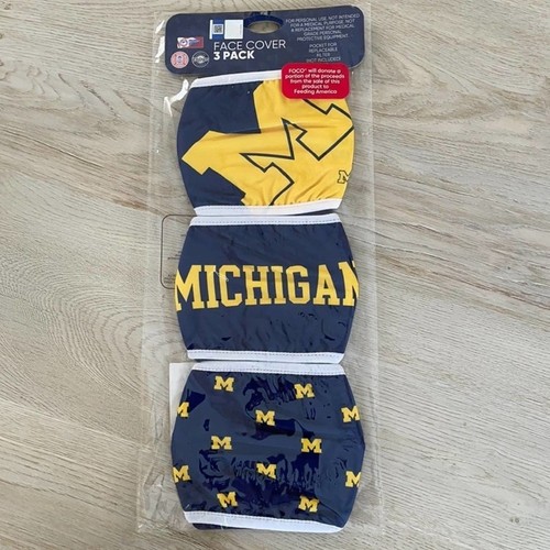 MICHIGAN WOLVERINES Adult 3-Pack Face Mask Set | eBay