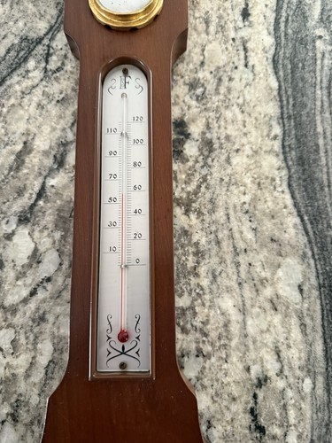 vtg Jason Empire 28" Banjo Wall Weather Station Mahogany Barometer/Temp ...