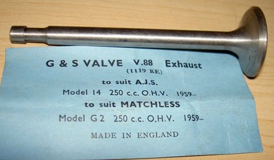 1959-66 AJS Matchless G2 250cc NOS exhaust valve GS V88 | eBay