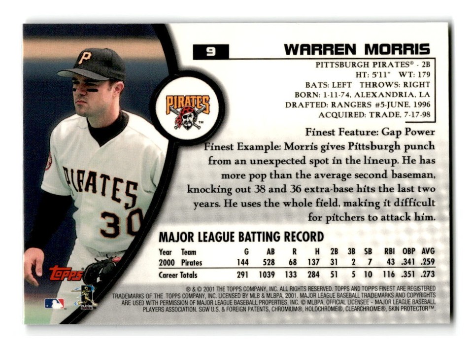2001-Finest-#9-Warren Morris-Pittsburgh Pirates | eBay