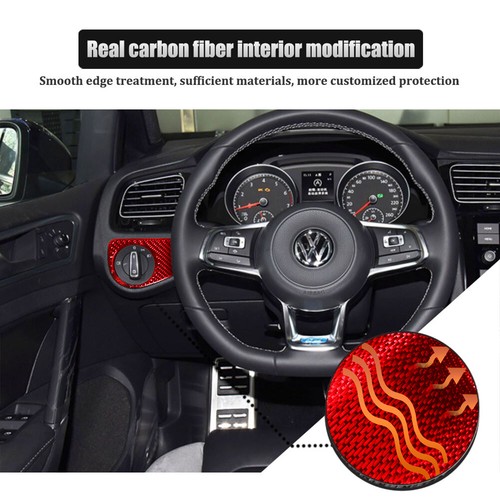 Red Carbon Fiber Headlight Switch Cover Trim for Volkswagen Golf 2014 ...