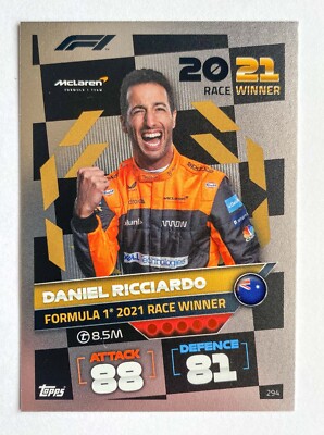 2022 Topps Formula 1 Turbo Attax Daniel Ricciardo F1 Race Winner Foil ...