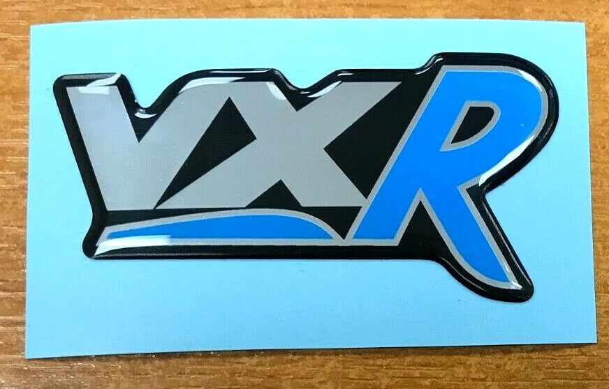 VXR Chrome & Blue Sticker/Decal 60mm HIGH GLOSS DOMED GEL FINISH ...