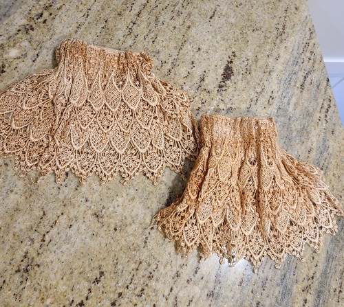 Vintage Womens Steampunk Frilled Cuffs Fingerless Gloves Beige Lace ...