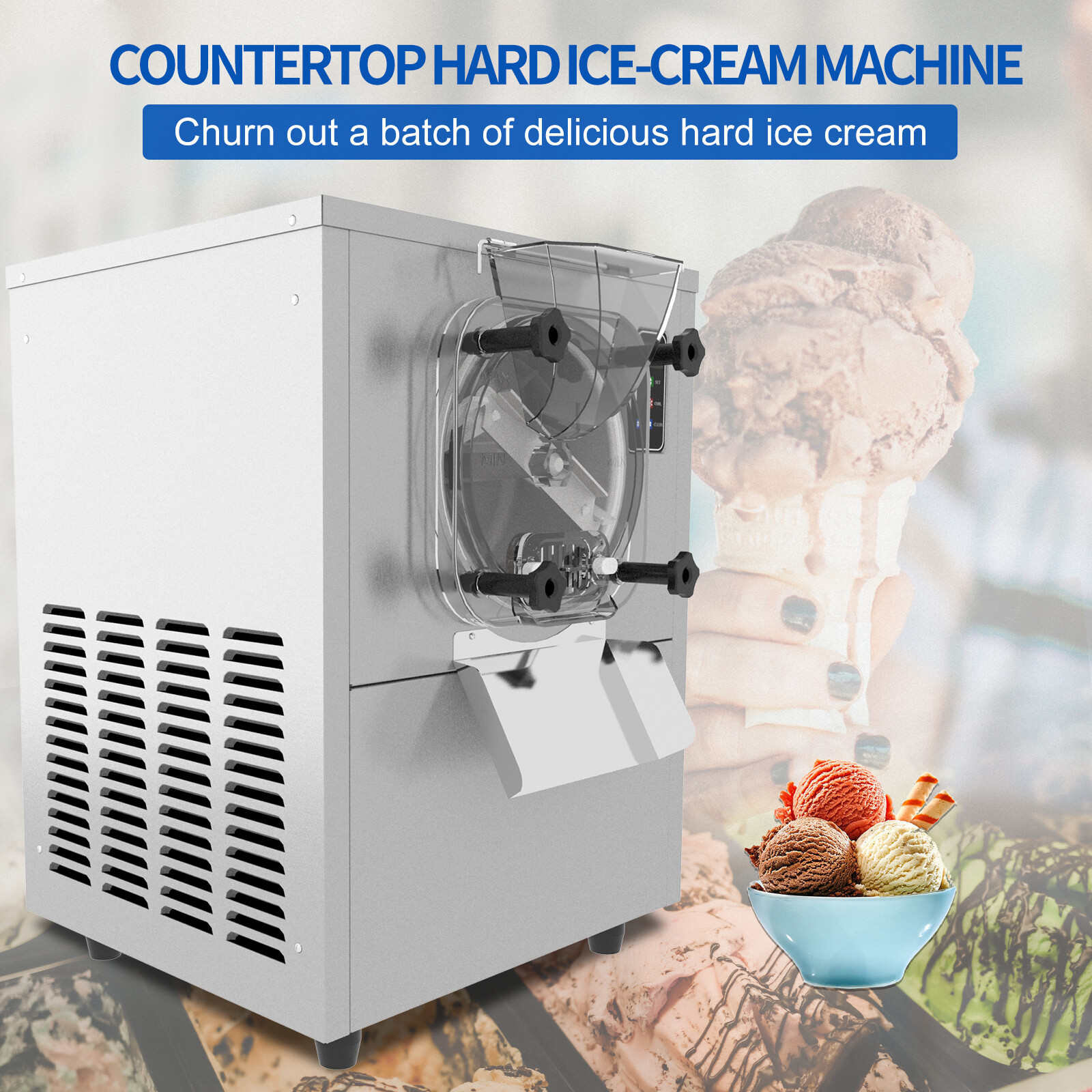 TECSPACE Commercial Frozen Hard Ice Cream Machine for Bars 1400W 110V ...