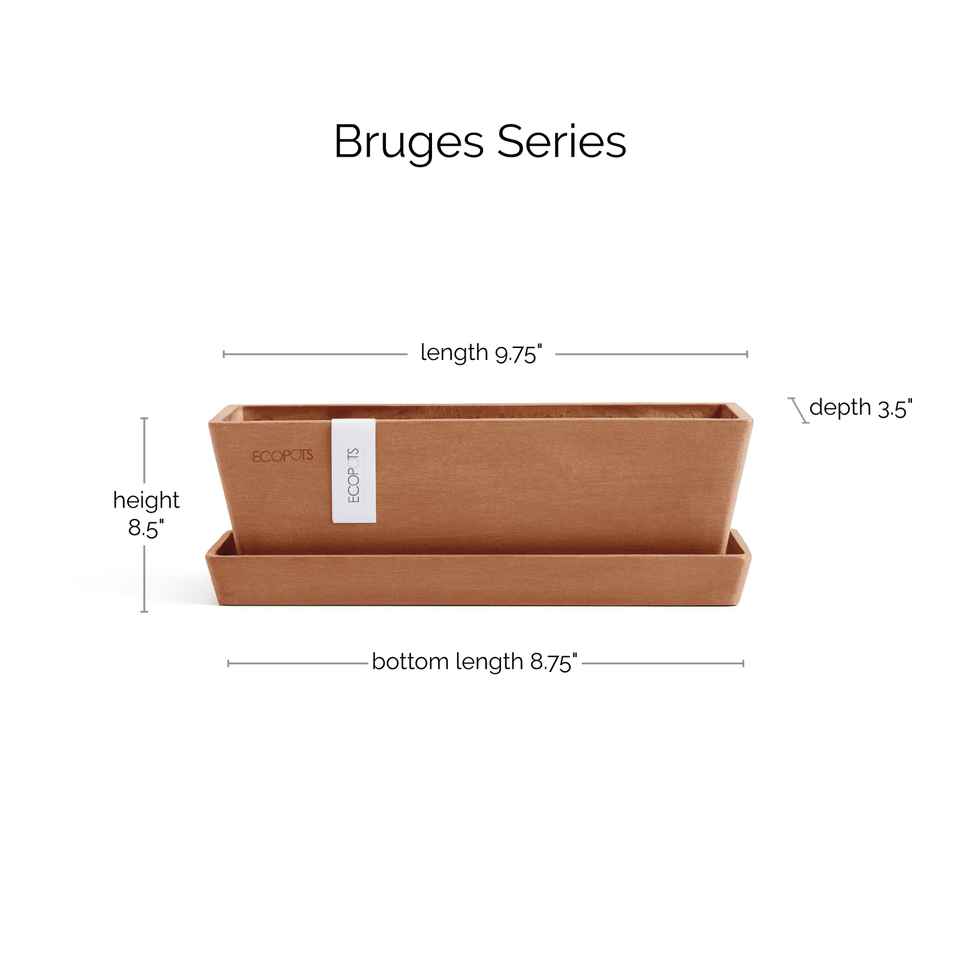 Ecopots Bruges Recycled Composite Rectangular Planter w/ Saucer ...