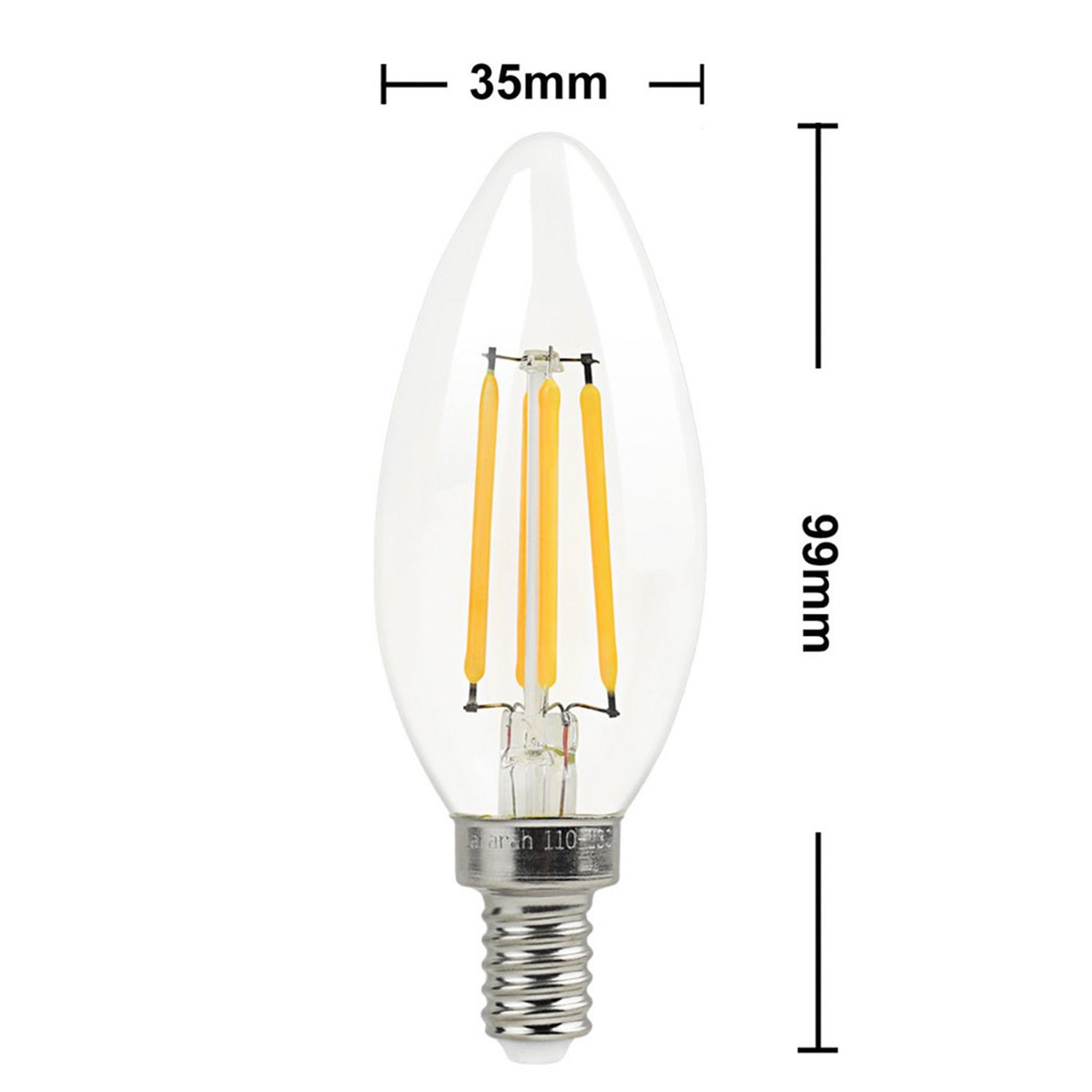 10 X 4W E14 SES Candle Filament LED Light Bulb Spotlight SMD Lamp Warm ...