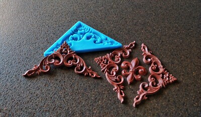 Vintage corners silicone mold 10 x 10cm, mold for clay, mold for resin ...