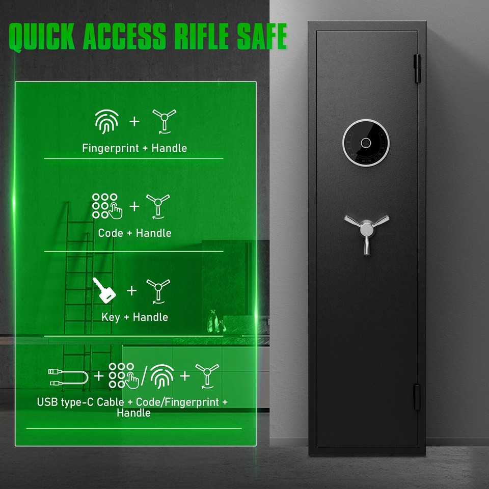 4-5 Rifle Gun Safe, Biometric Gun Safe, 54" Heavy Duty Long Gun Safe | eBay