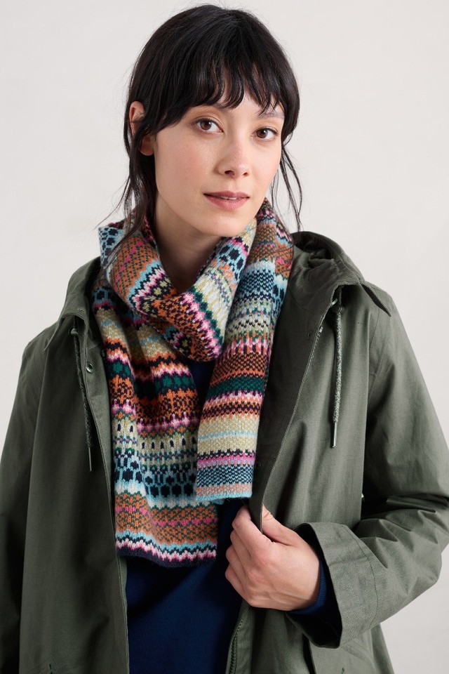 Seasalt Women's Scarf - multi Bright Line Fair Isle Scarf - Weaving ...