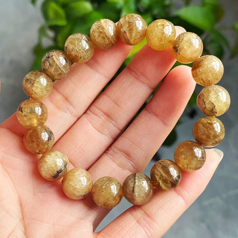 10.6mm Natural Yellow Kunzite Crystal Round Cat's Eye Beads Bracelet | eBay