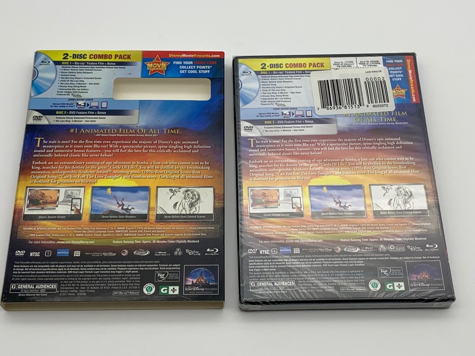 Disney The Lion King Diamond Edition DVD + Blu-Ray 2 Disc Combo Sealed ...