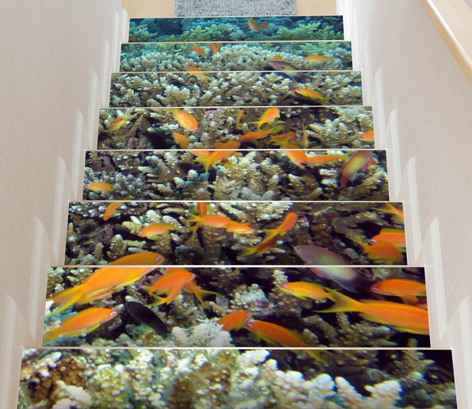 3D Lively Fish W015 Stairs Risers Decoration Photo Mural Vinyl ...