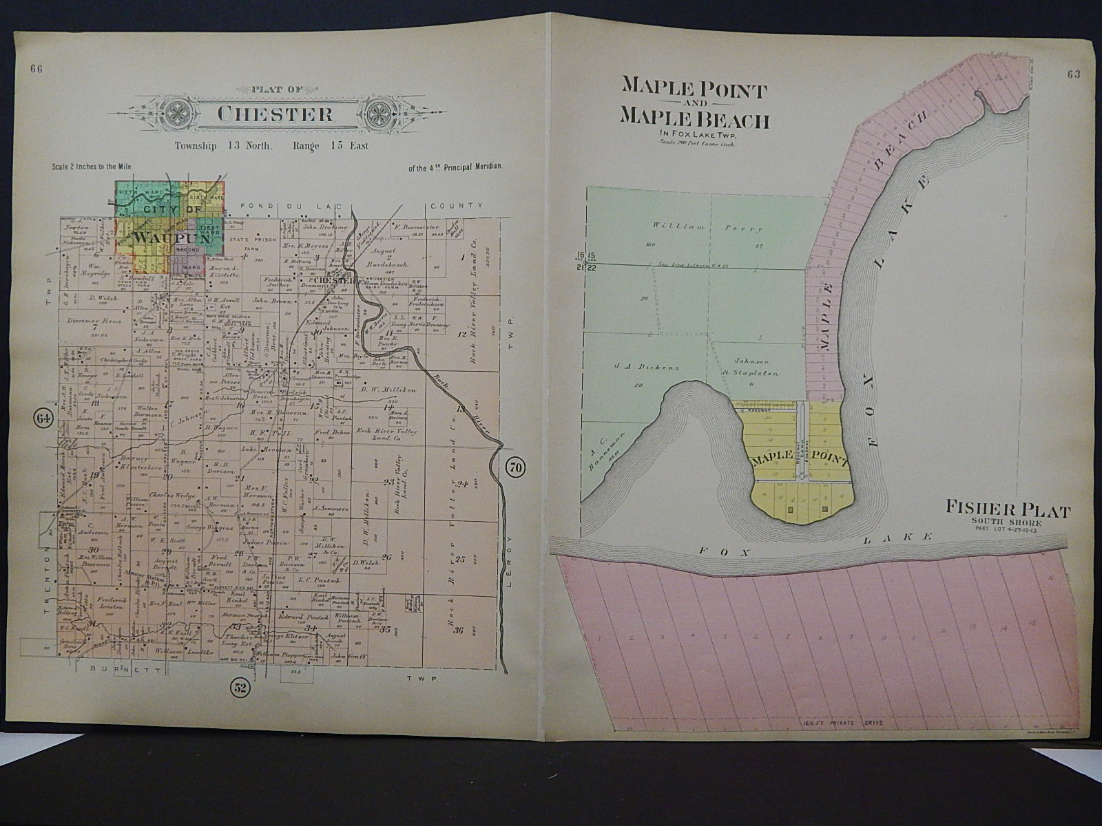 Wisconsin, Dodge County Map 1910 Trenton Township, Double Sided J20#74 ...