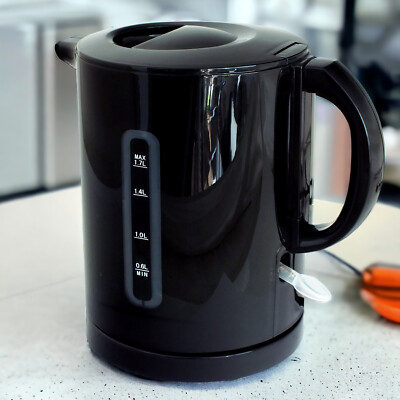Black Cordless Kettle Electric 2200W 1.7 Litre Jug Rapid Boil Strix ...