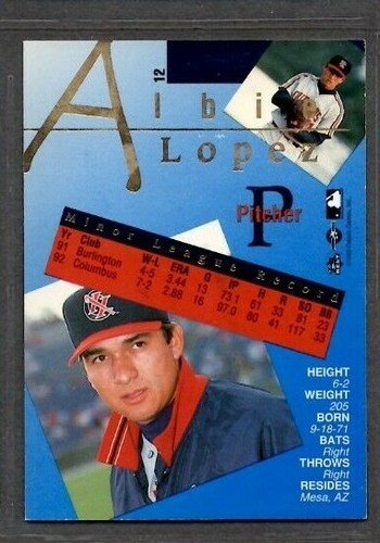 1993 Classic #12 Albie Lopez Columbus Redstixx Baseball Signed ...