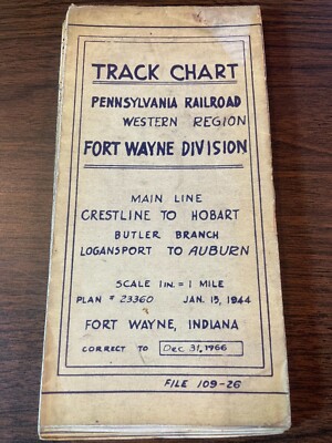Pennsylvania Railroad Track Chart Western Region Fort Wayne Div 12/31 ...