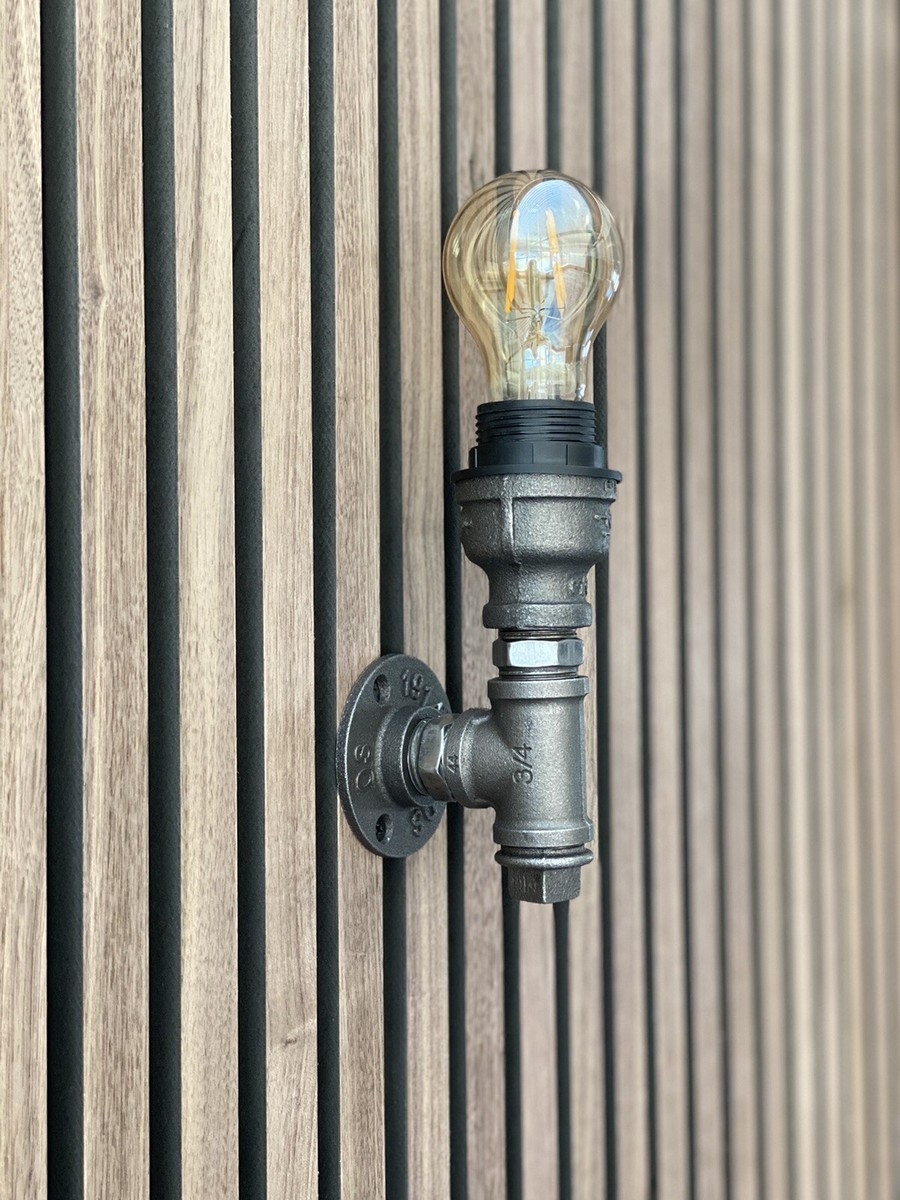 Industrial Pipe Wall Light Plug In Black Industrial Iron Pipe Wall