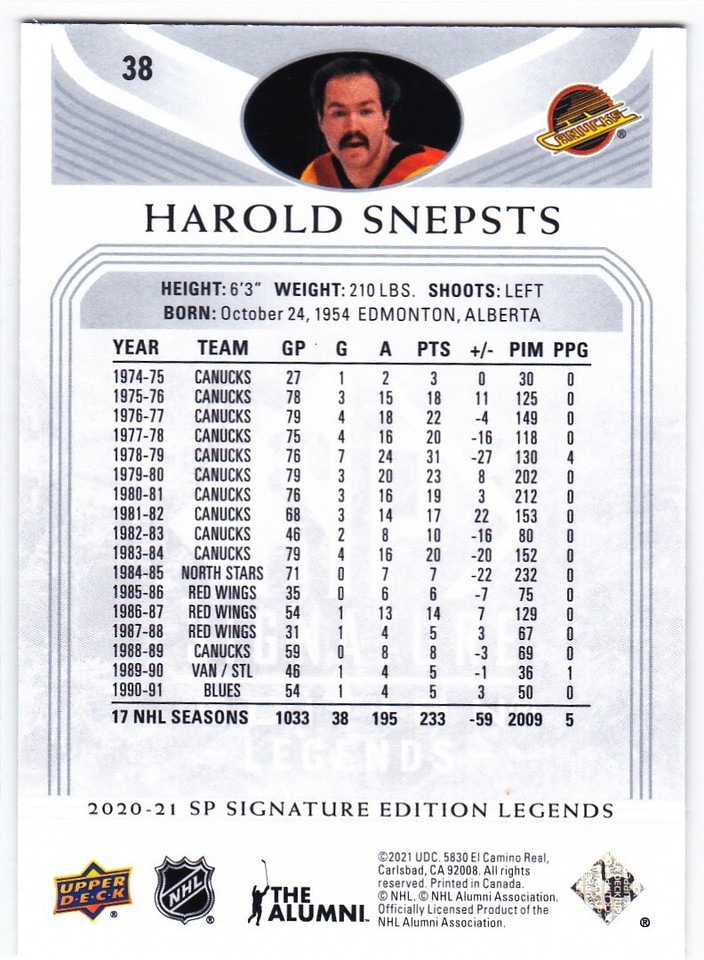2020/21 SP SIGNATURE EDITION..HAROLD SNEPSTS..SILVER SCRIPT..# 38 ...