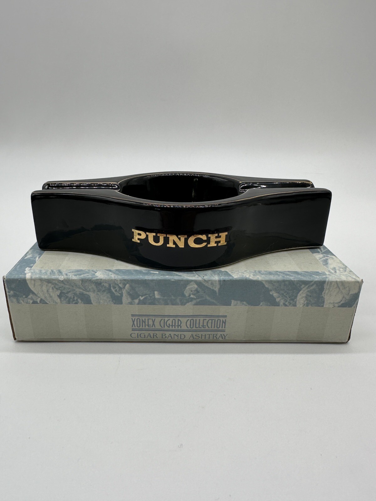 Vintage Ceramic Punch ~ Manuel Lopez Cigar Ashtray/Holder ~ Black And ...