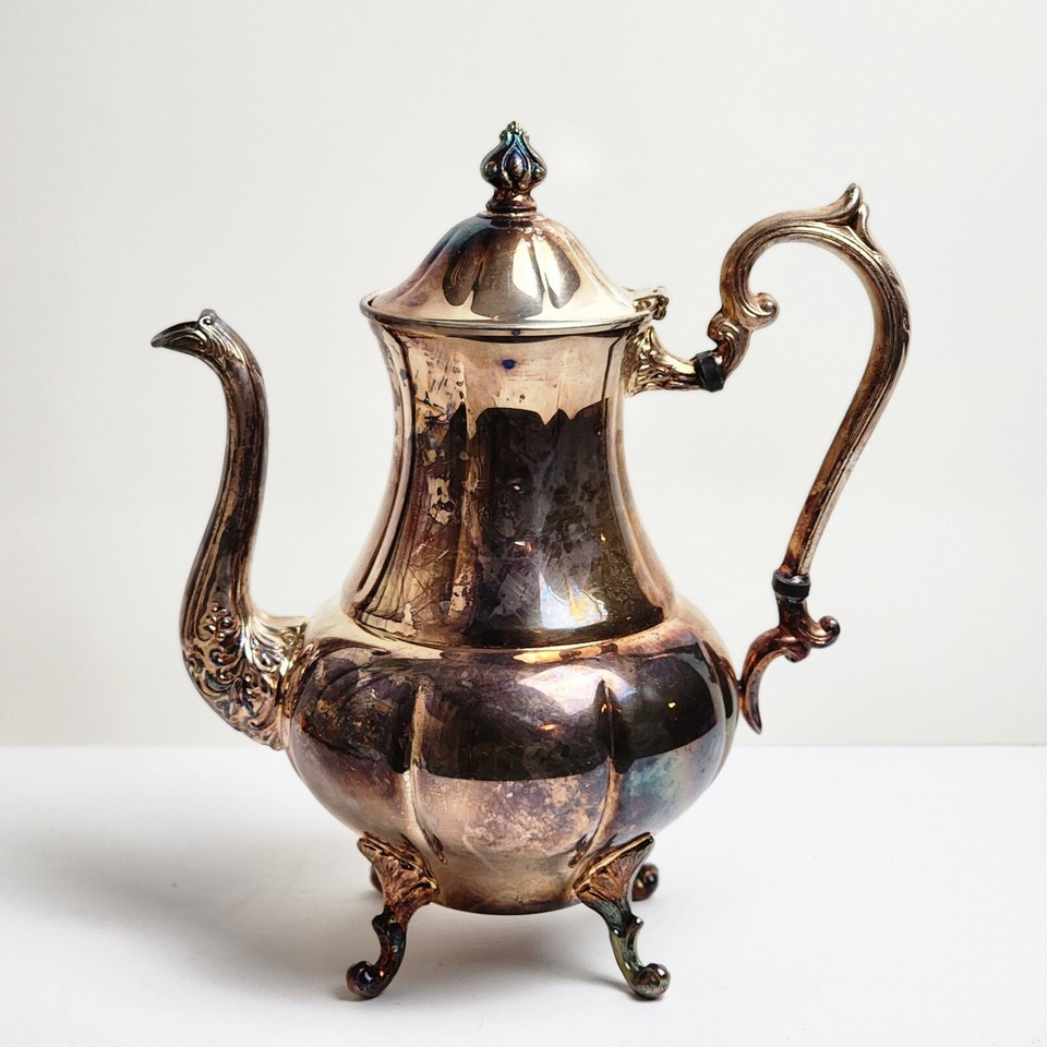 Vintage Sheridan Silverplate Teapot Coffee Pot Footed, Hinged Lid 11 ...