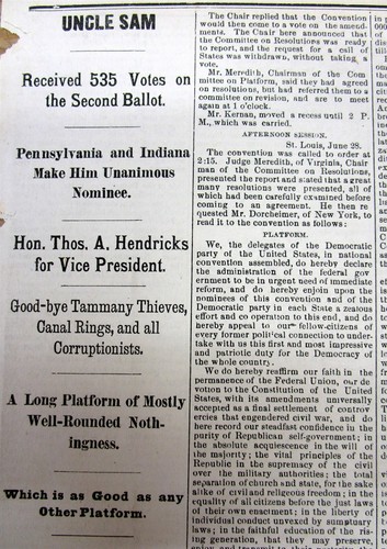 1876 Madison WISCONSIN newspaper Democrat SAMUEL TILDEN referred to as ...