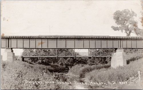 Manvel ND Bridges over Turtle River North Dakota 1920s RPPC Postcard ...