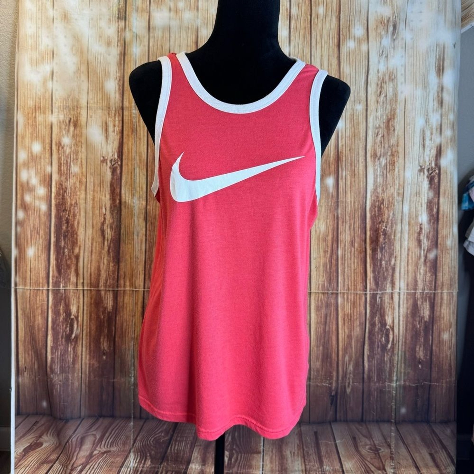 Nike Women’s Retro Swoosh Logo Ringer Tank Top Orange… - Gem