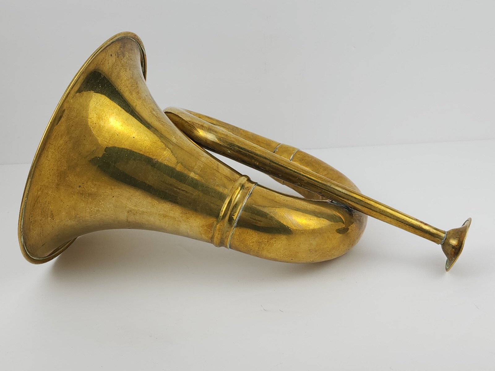 Vintage Brass Tone Metal Horn Short Bugle 6" Wide Bell Wind Musical ...