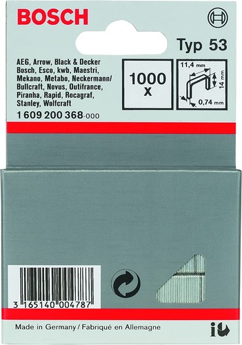 Bosch Type 53 Fine Wire Staple 14mm Length 11.4mm Crown x1000 ...