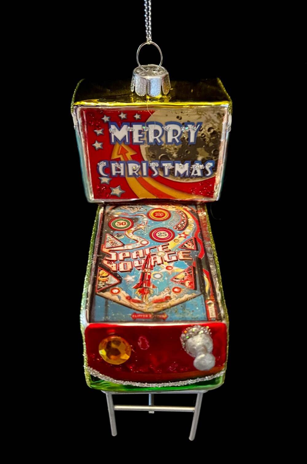 BLOWN GLASS~SPACE VOYAGE PINBALL GAME CHRISTMAS TREE ORNAMENT~HOLIDAY ...