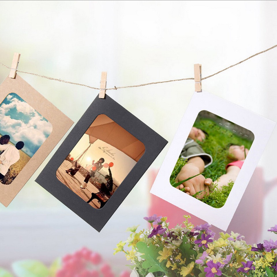 10pcs DIY Hanging Album Clip Paper Photo Frame Strings Rope Clips Home ...