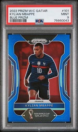 2022 Panini Prizm World Cup #101 Kylian Mbappe HOBBY Blue /299 PSA 9 ...