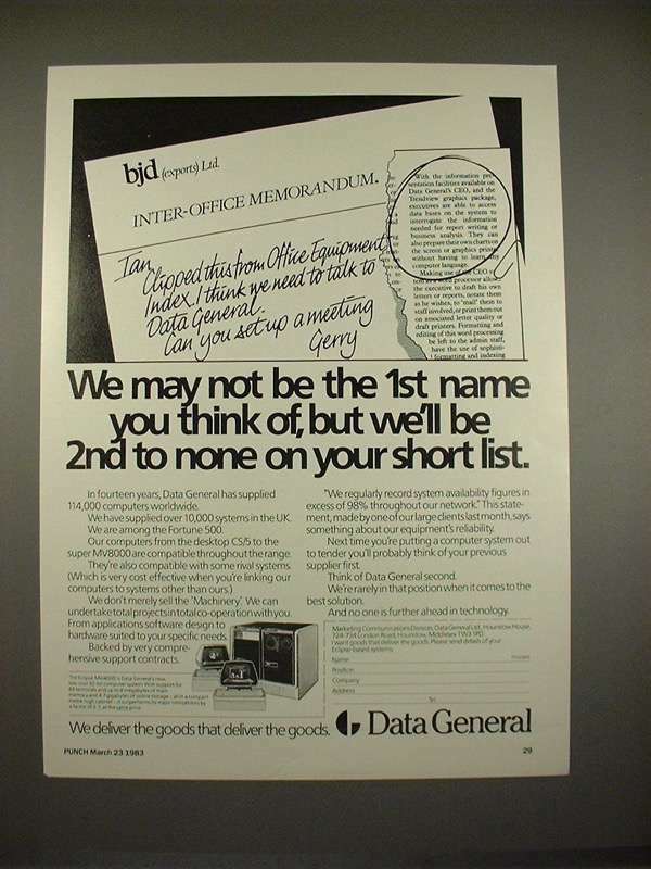 1983 Data General Eclipse MV/4000 Computer System Ad! | eBay