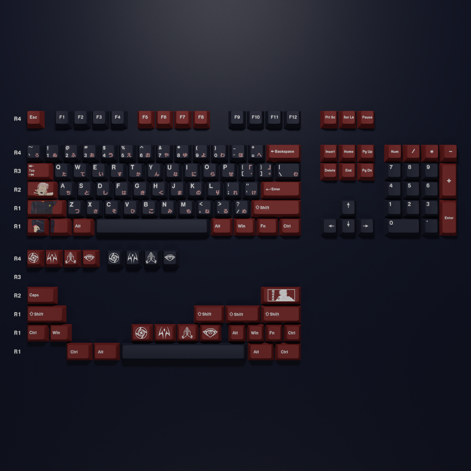KenoKeys JJK Sukuna Anime Keycap Set For Mechanical Keyboards - Cherry ...