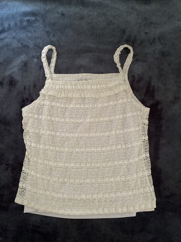 large womens size 12 TOP white lace Stretch Dress Singlet “PORTMANS ...