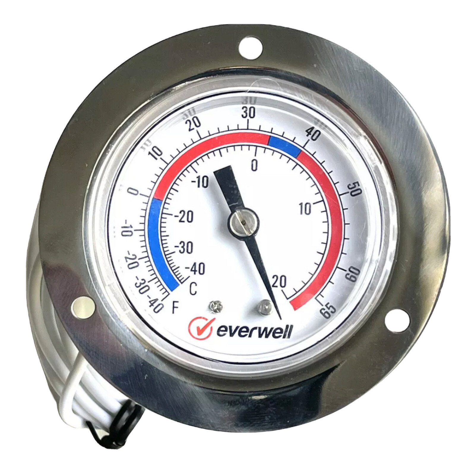 Vapor Capillary Flanged Panel Mount Refrigeration Thermometer, 48 ...