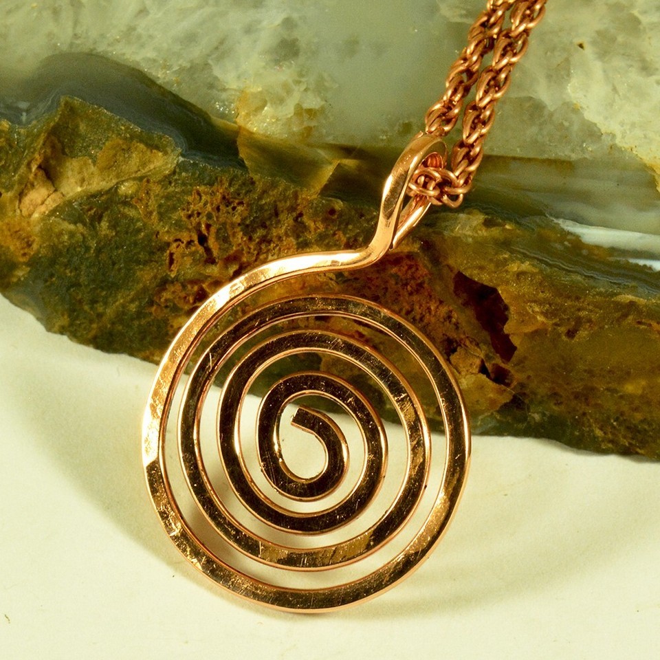 Pure Copper Wire Wrapped Unisex Spiral Pendant Artisan Handcrafted ...