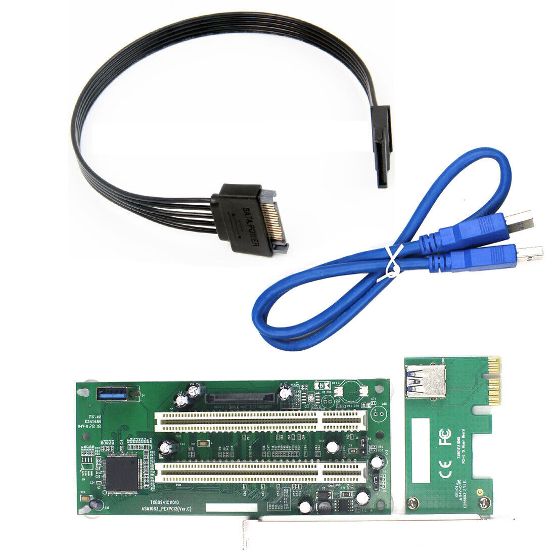 XT-XINTE PCI-E Express X1 to Dual PCI Riser Adapter USB3.0 Converter ...
