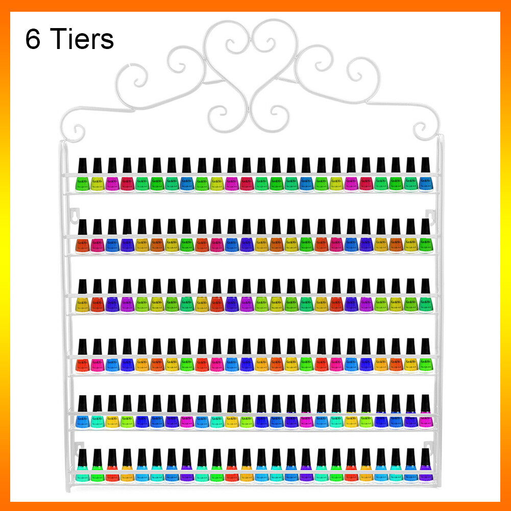 6 Tier Wall Mounted Nail Polish Rack Organizer Display Shelf Manicure ...