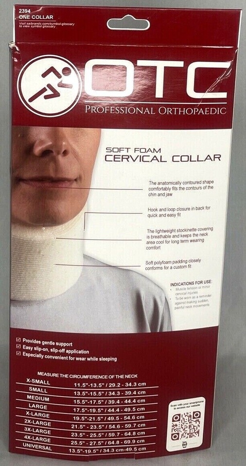 OTC Cervical Collar, Soft Foam, Neck Support Brace, UNIVERSAL 2394/A-U ...