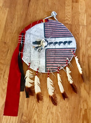 BEAUTIFUL NATIVE AMERICAN SIOUX BUFFALO LEATHER BEAR SHIELD AND HEALING ...